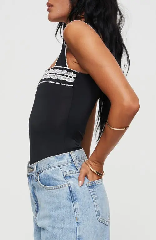 Princess Polly Keating Contrast Lace Trim Bodysuit