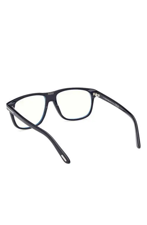 TOM FORD 56mm Blue Light Blocking Eyeglasses - Deep Blue / T Logo