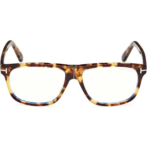 TOM FORD 56mm Blue Light Blocking Eyeglasses - Havana / T Logo / Blue Block