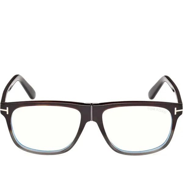 TOM FORD 56mm Blue Light Blocking Eyeglasses - Havana To Grey / T Logo