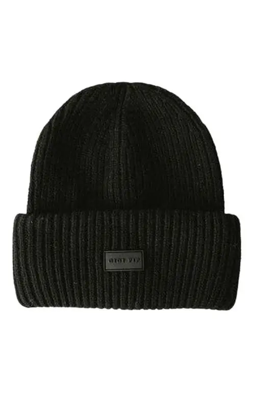 Gigi Pip Merino Wool Chunky Ribbed Beanie - Black