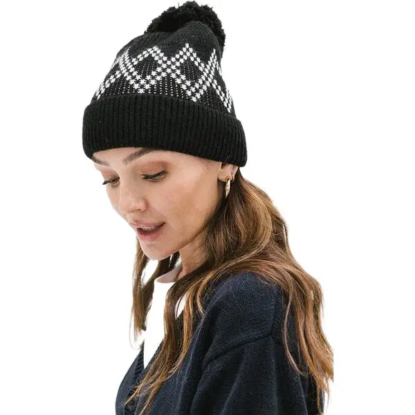 Gigi Pip Elio Pom Beanie - Black