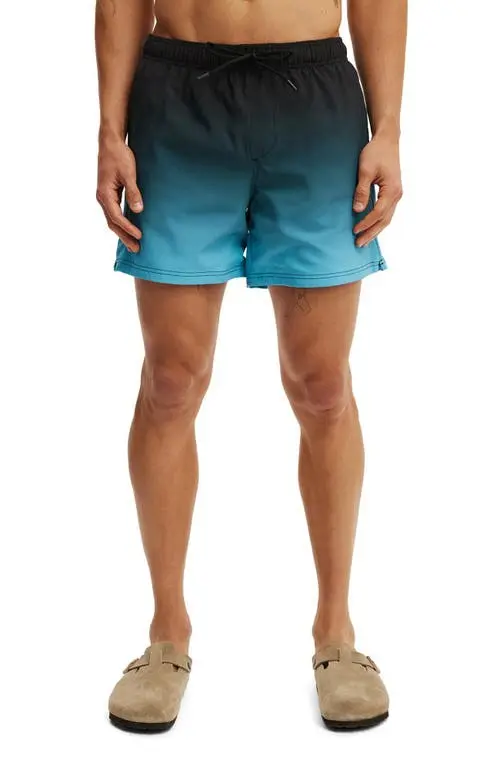 COTTON ON Stretch Swim Short - Black Blue Fade