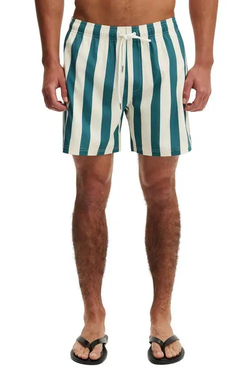 COTTON ON Stretch Swim Short - Teal Mid Stripe