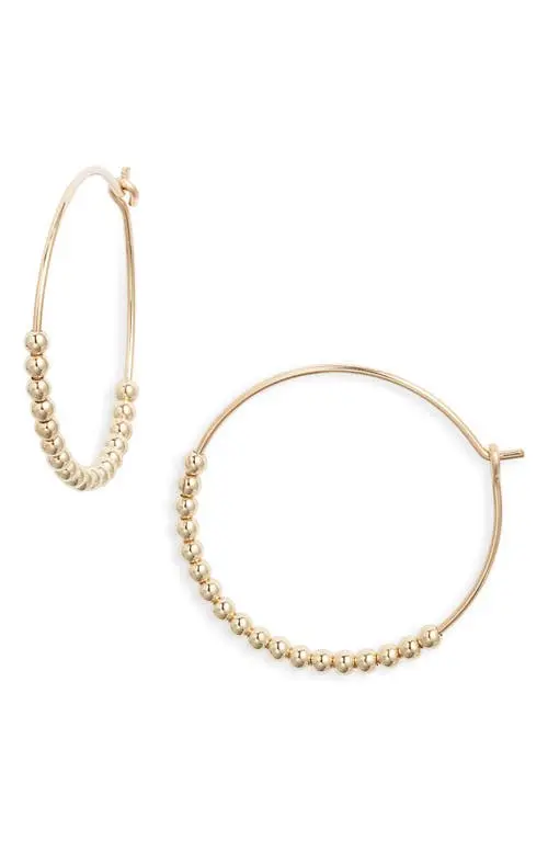 NASHELLE Classic Beaded Hoop Earrings - Gold Fill