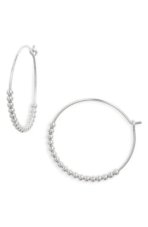 NASHELLE Classic Beaded Hoop Earrings - Sterling Silver