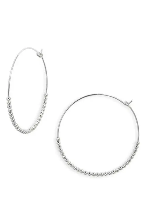 NASHELLE Classic Beaded Hoop Earrings - Sterling Silver