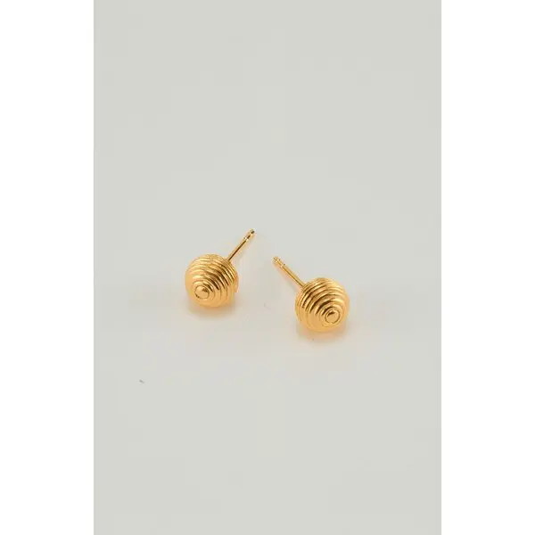 GWEN BELOTI Striped Ball Stud Earrings - Gold