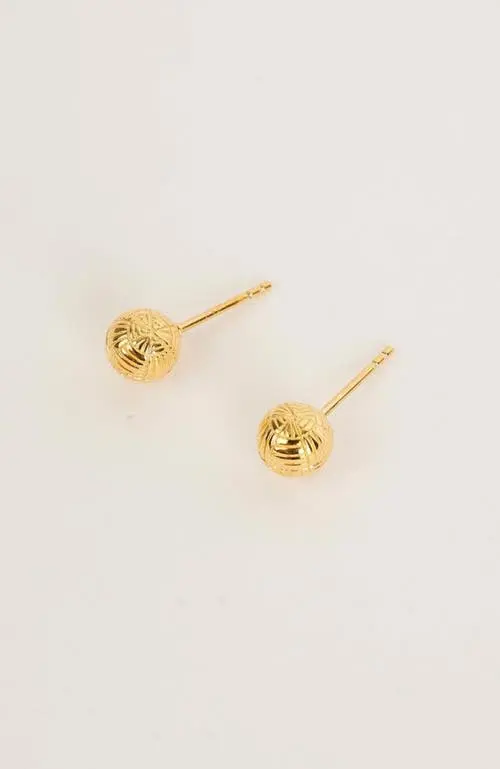 GWEN BELOTI Woven Ball Stud Earrings - Gold