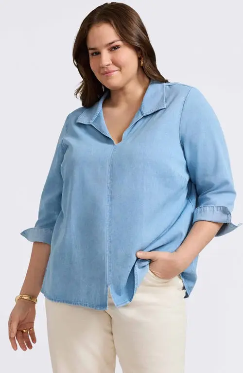 Foxcroft Agnes Denim Shirt - Bleach Wash