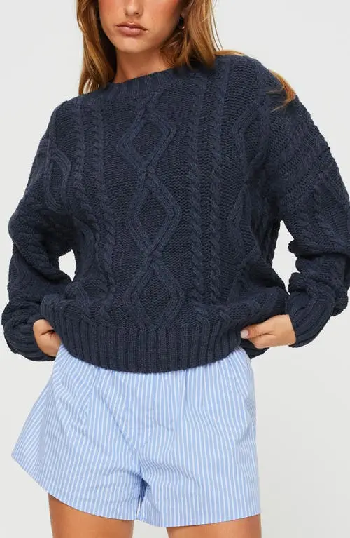 Princess Polly Anaya Oversized Knit Sweater - Navy
