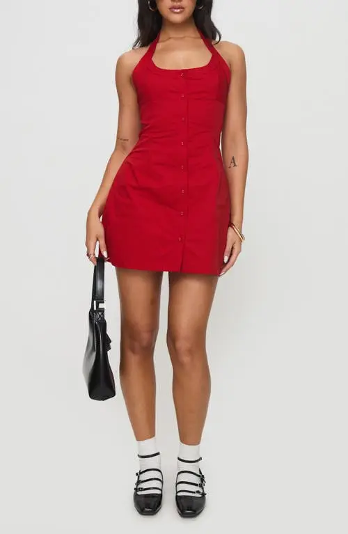 Princess Polly Mallorie Button-up Halter Mini Dress