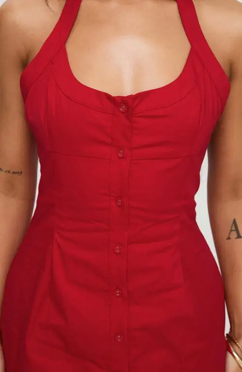 Princess Polly Mallorie Button-up Halter Mini Dress
