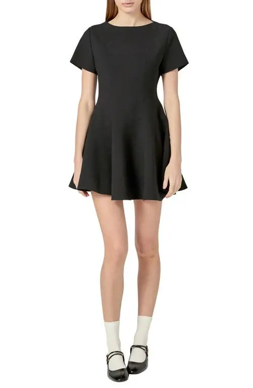 English Factory Flare Mini Dress - Black