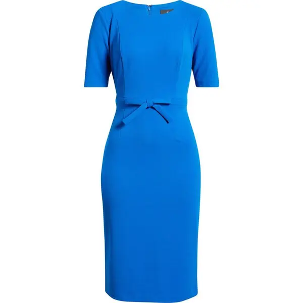 Adrianna Papell Bow Front Sheath Dress - Cool Cobalt