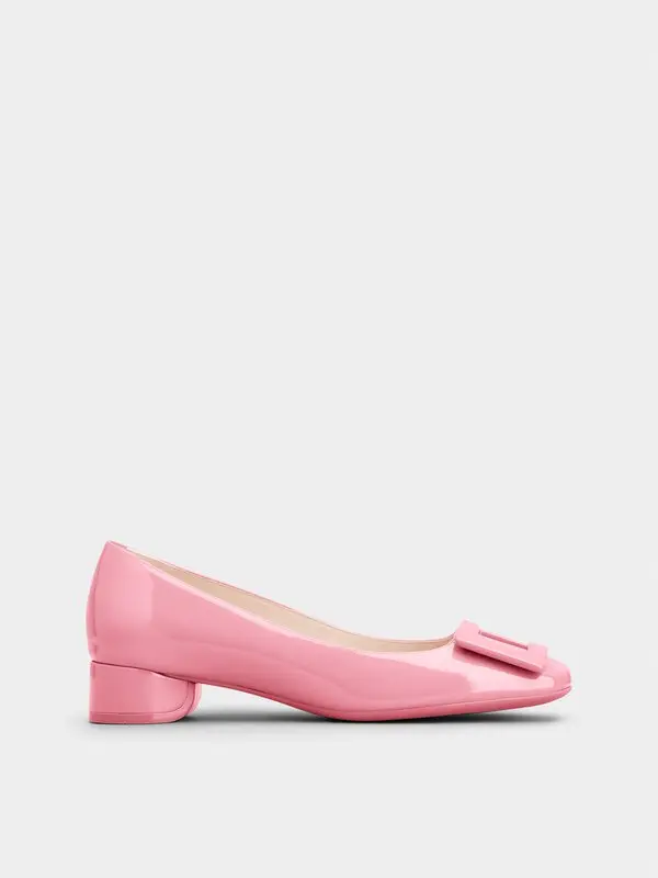 ROGER VIVIER Patent Leather Ballerinas With Lacquered Buckle - Pink