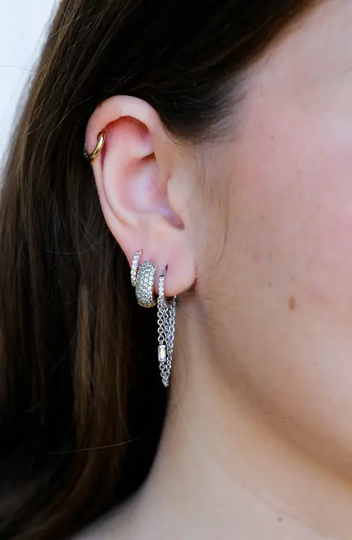 NICKEL & SUEDE Thea Chain Huggie Earrings - Silver