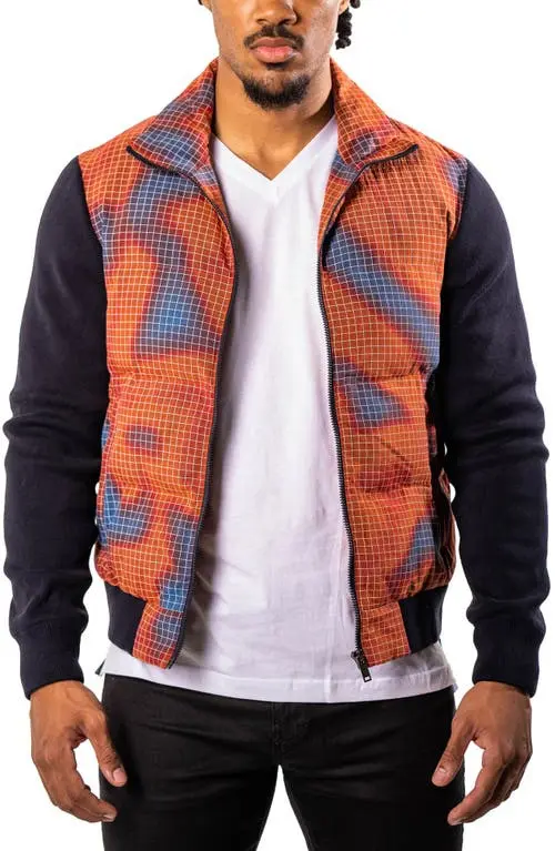 MACEOO Quilted Knit Bomber Jacket - Orange