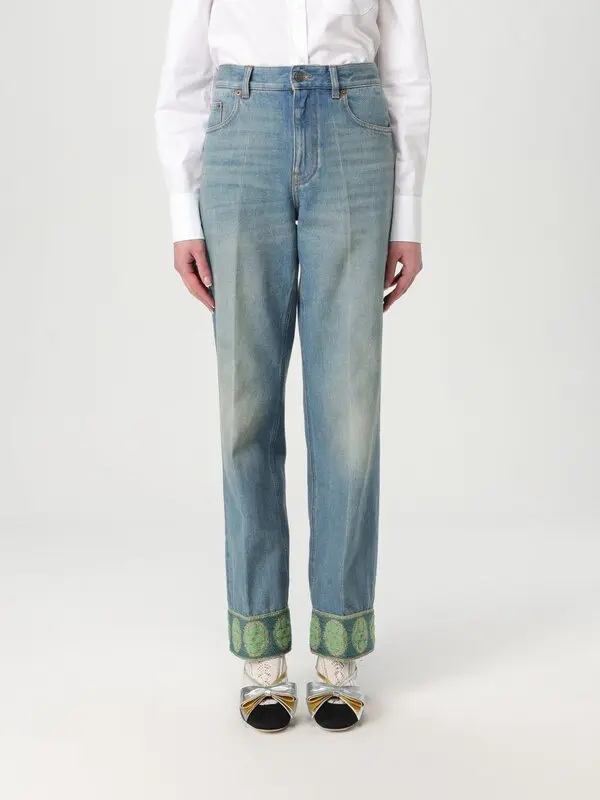 Valentino Garavani Embroidered Cuff Jeans - Blue