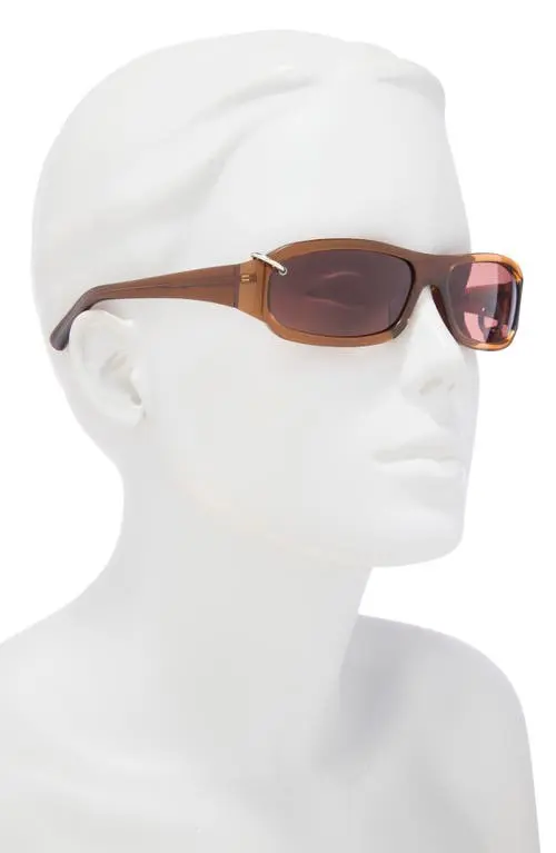 Dezi Chula 60mm Wrap Sunglasses - Amber/ Cognac