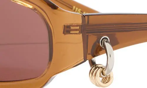Dezi Chula 60mm Wrap Sunglasses - Amber/ Cognac
