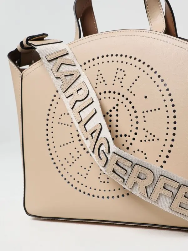 Karl Lagerfeld Perforated Logo Handbag - Beige