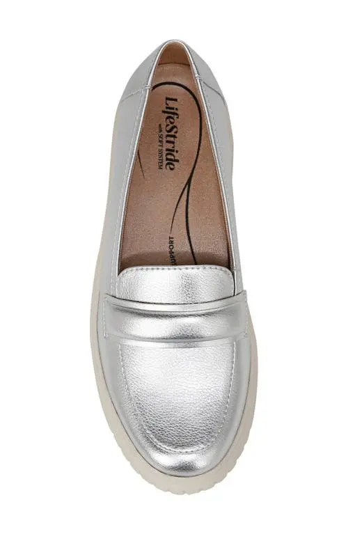 LIFESTRIDE Geneva Platform Sneakers - Silver