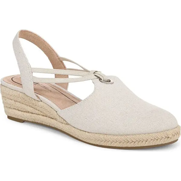 LIFESTRIDE Kennedy Espadrille Wedge Sandal - Natural/ Silver