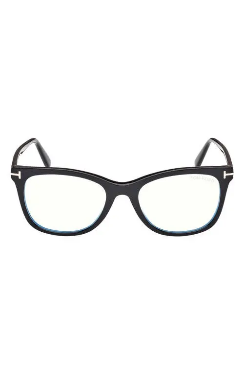 TOM FORD 52mm Square Eyeglasses - Black Eco / T Logo