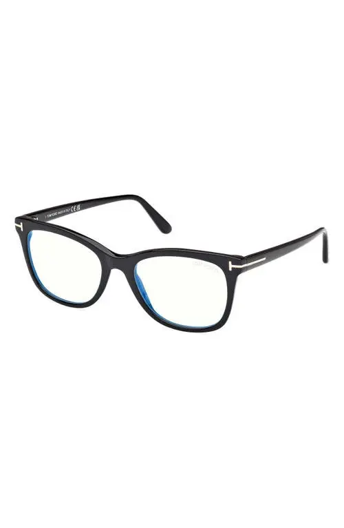 TOM FORD 52mm Square Eyeglasses - Black Eco / T Logo