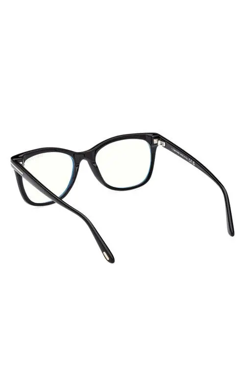 TOM FORD 52mm Square Eyeglasses - Black Eco / T Logo