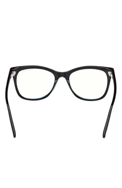 TOM FORD 52mm Square Eyeglasses - Black Eco / T Logo