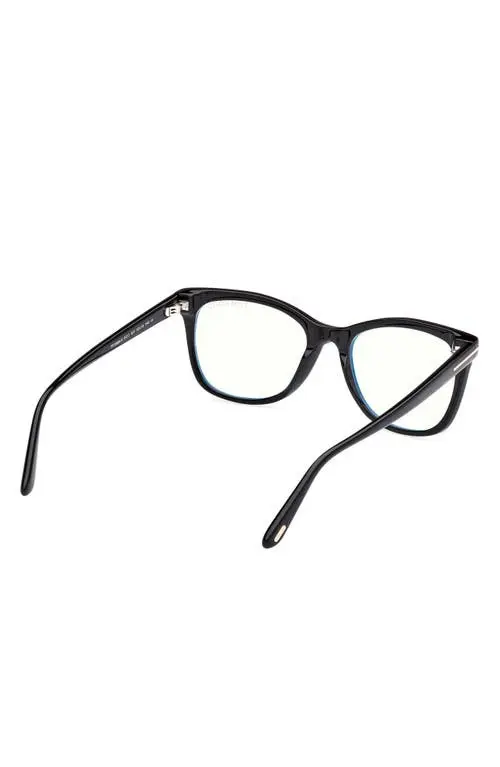 TOM FORD 52mm Square Eyeglasses - Black Eco / T Logo