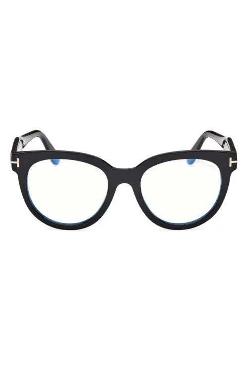 TOM FORD 52mm Butterfly Blue Light Blocking Eyeglasses - Black