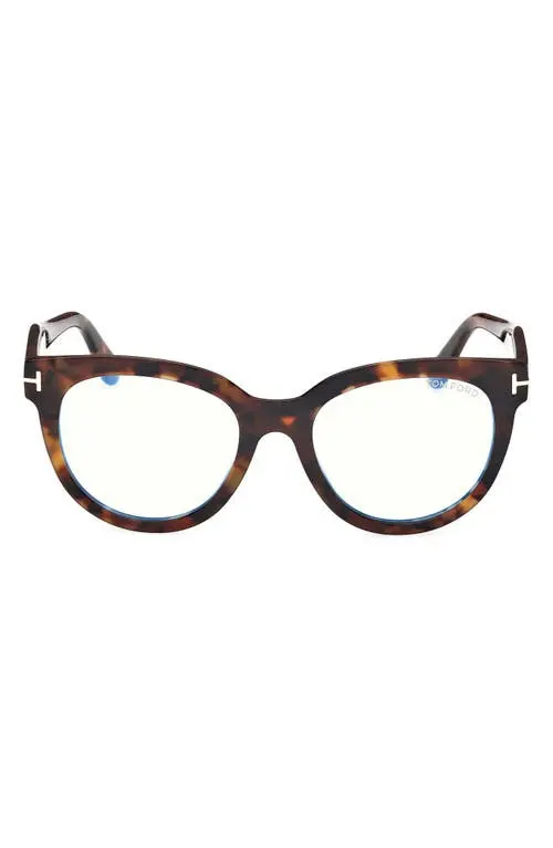 TOM FORD 52mm Butterfly Blue Light Blocking Eyeglasses - Havana