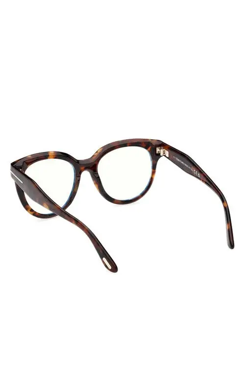 TOM FORD 52mm Butterfly Blue Light Blocking Eyeglasses - Havana