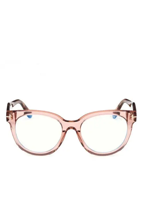 TOM FORD 52mm Butterfly Blue Light Blocking Eyeglasses - Rose Havana
