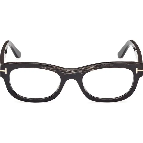 TOM FORD 51mm Rectangular Eyeglasses - Black Striped Brown / T Logo