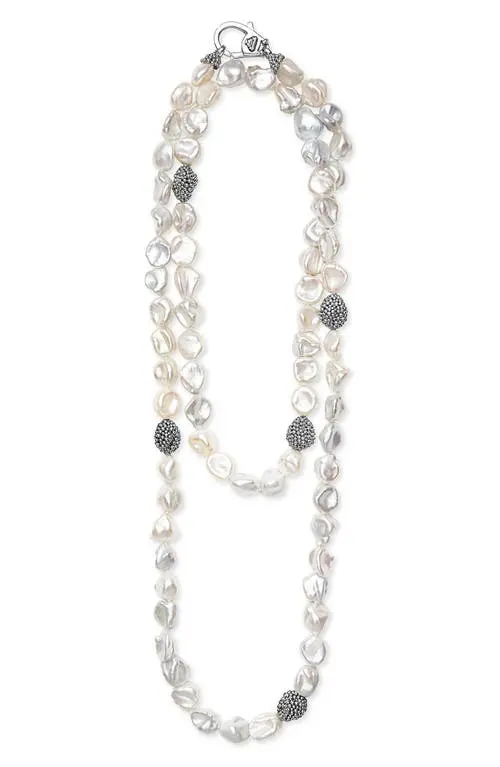 Lagos Luna Keshi Pearl Nugget Necklace - Silver