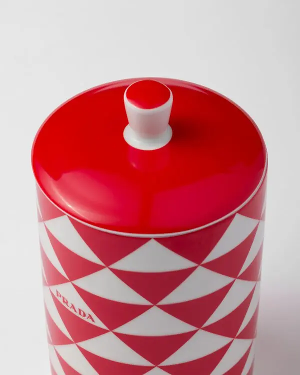 Prada Porcelain Scented Candle Checkerboard - White/red