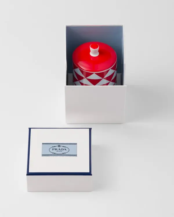 Prada Porcelain Scented Candle Checkerboard - White/red