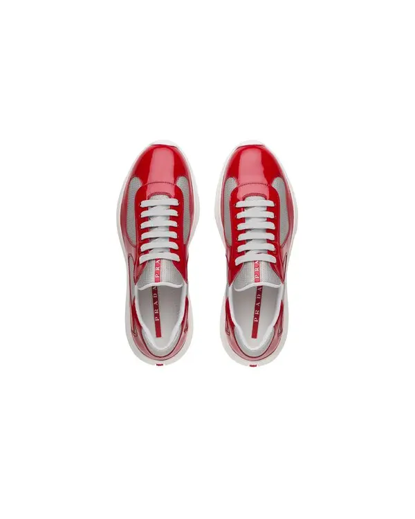 Prada Patent Leather And Technical Fabric America's Cup Sneakers - Red