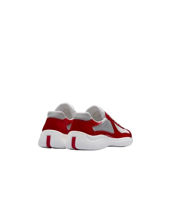 Prada Patent Leather And Technical Fabric America's Cup Sneakers - Red