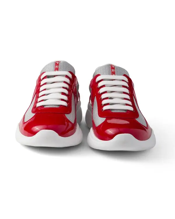 Prada Patent Leather And Technical Fabric America's Cup Sneakers - Red