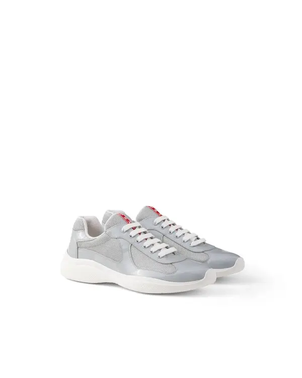 Prada America's Cup Sneakers In Patent Leather And Technical Fabric - Grey