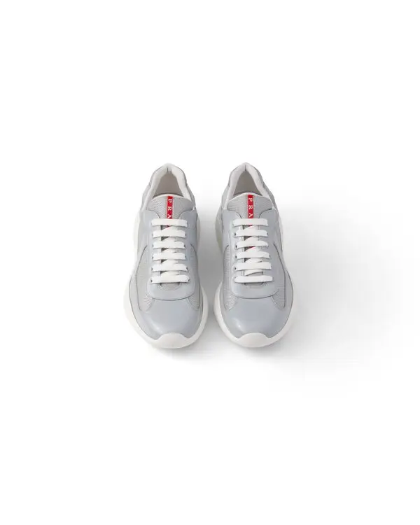 Prada America's Cup Sneakers In Patent Leather And Technical Fabric - Grey