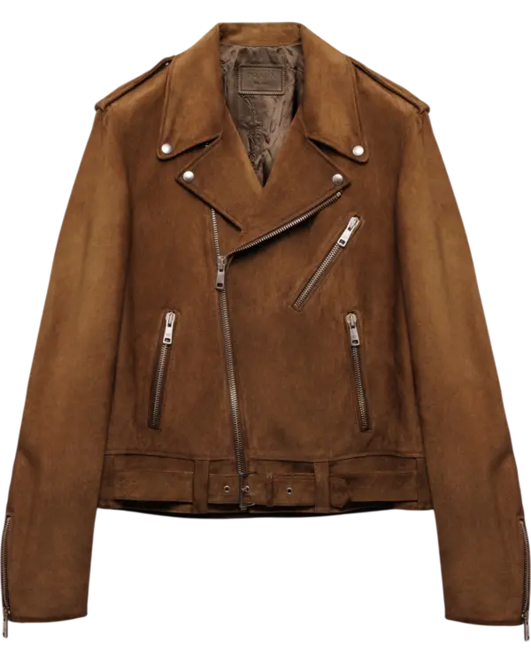 Prada Suede Biker Jacket - Tobacco