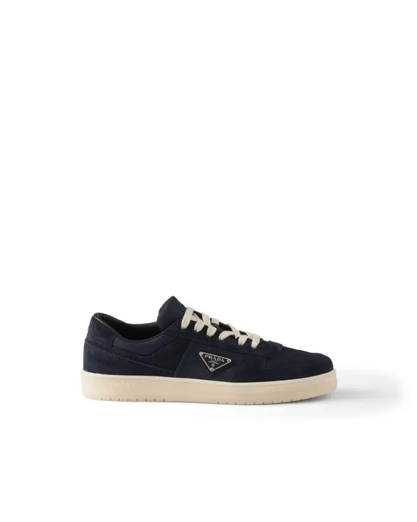 Prada Downtown Re-nylon And Suede Sneakers - Blue
