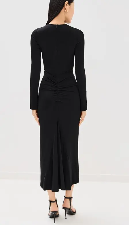 Victoria Beckham Long Sleeve Gathered Midi Dress