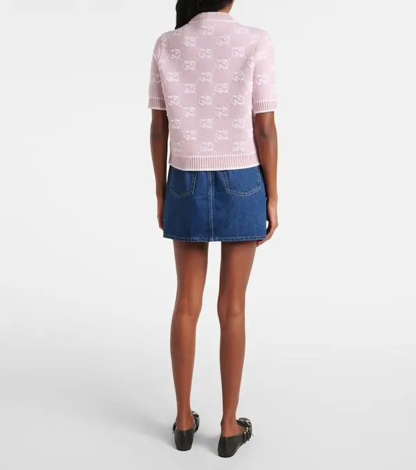Gucci Gg Wool Bouclé Jacquard Top - Pink